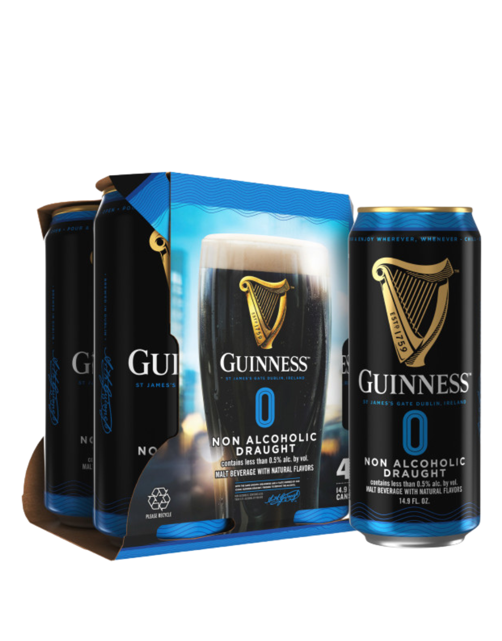 Guinness Zero Non-Alcoholic Draft, 4 x 14.9 oz Cans | The Bar